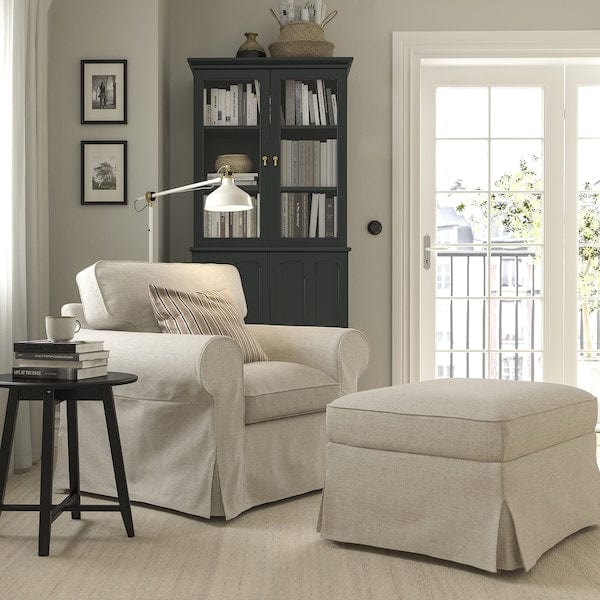 EKTORP Armchair and Footstool in Kilanda Light Beige Maltashopper