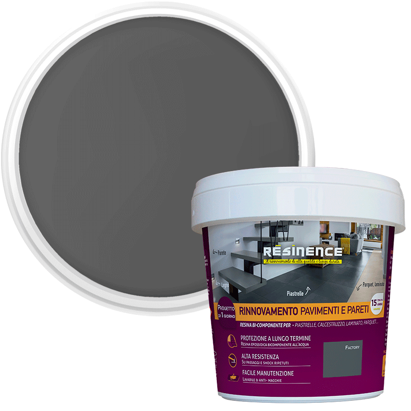 FACTORY GREY TWO-COMPONENT RESIN FOR RENOVATING FLOORS AND WALLS 500 ML ...