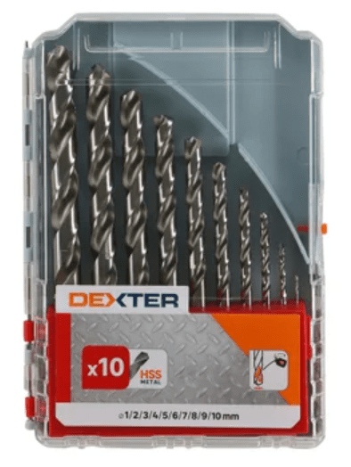 SET 10 DEXTER METAL DRILL BITS MIXED DIAMETERS, CYLINDRICAL SHANK ...